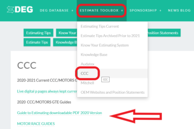 Estimating Tip: CCC/ MOTOR- Guide to Estimating 2020/ 2021 Revision ...