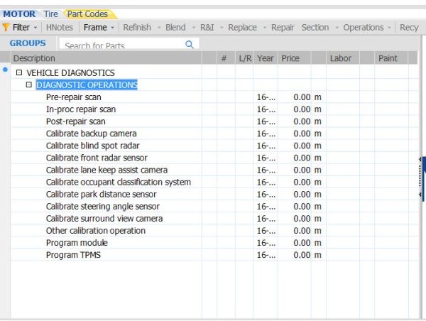 Estimating Tip: CCC/ MOTOR- Additional operations available through ...