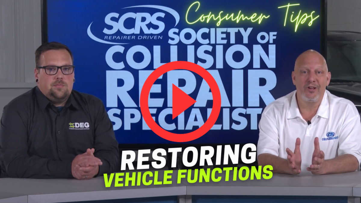 SCRS Consumer Tip: Restoring Vehicle Functions – Society of Collision ...